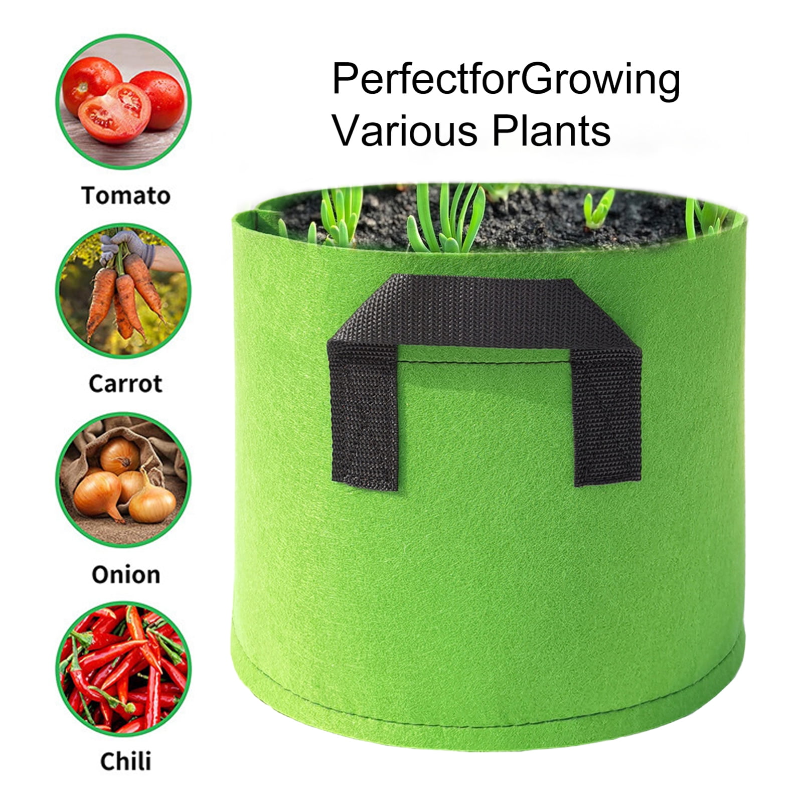 UDIYO Gallon Plant Grow Bag with Handles Non-woven Fabric Farm Home ...