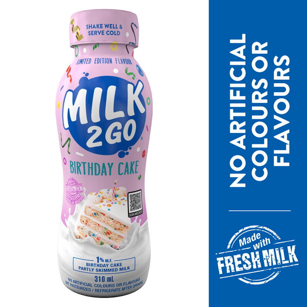 Milk2Go 1% Birthday Cake Partly Skimmed Milk, 310 mL - Walmart.ca