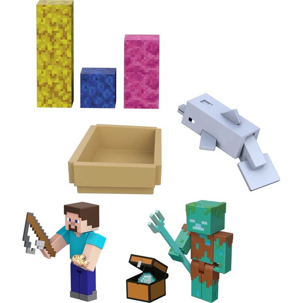 Minecraft Treasure Hunt Adventure Pack Figures, Accessories and ...