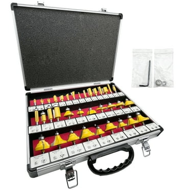 Stalwart Router Bit Set, 24 Piece Kit With Shank And Wood Storage Case ...