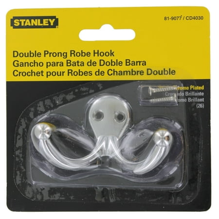 Stanley Hardware 819077 2-3/16" Bright Chrome Plated Double Prong Robe ...