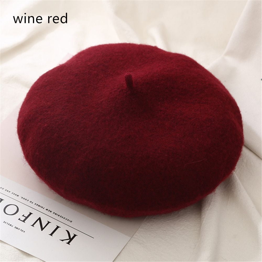 French Beanie Solid Color Winter Warm Autumn Beret Hat Wool Beret Cap ...
