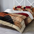 4 Piece Duvet Cover Set Full, Deep Red Color Block Abstract Geometric ...