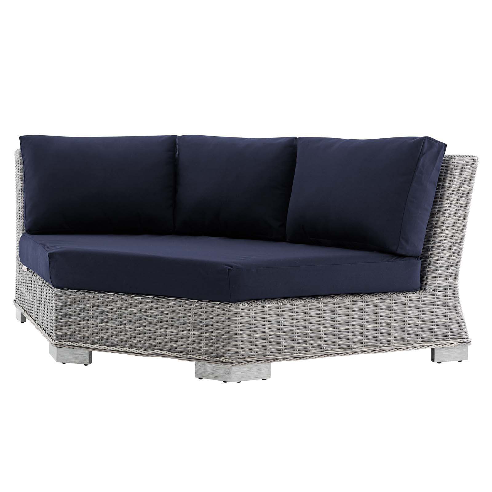 Sofa Corner Chair, Sunbrella, Round, Rattan, Wicker, Light Grey Gray ...