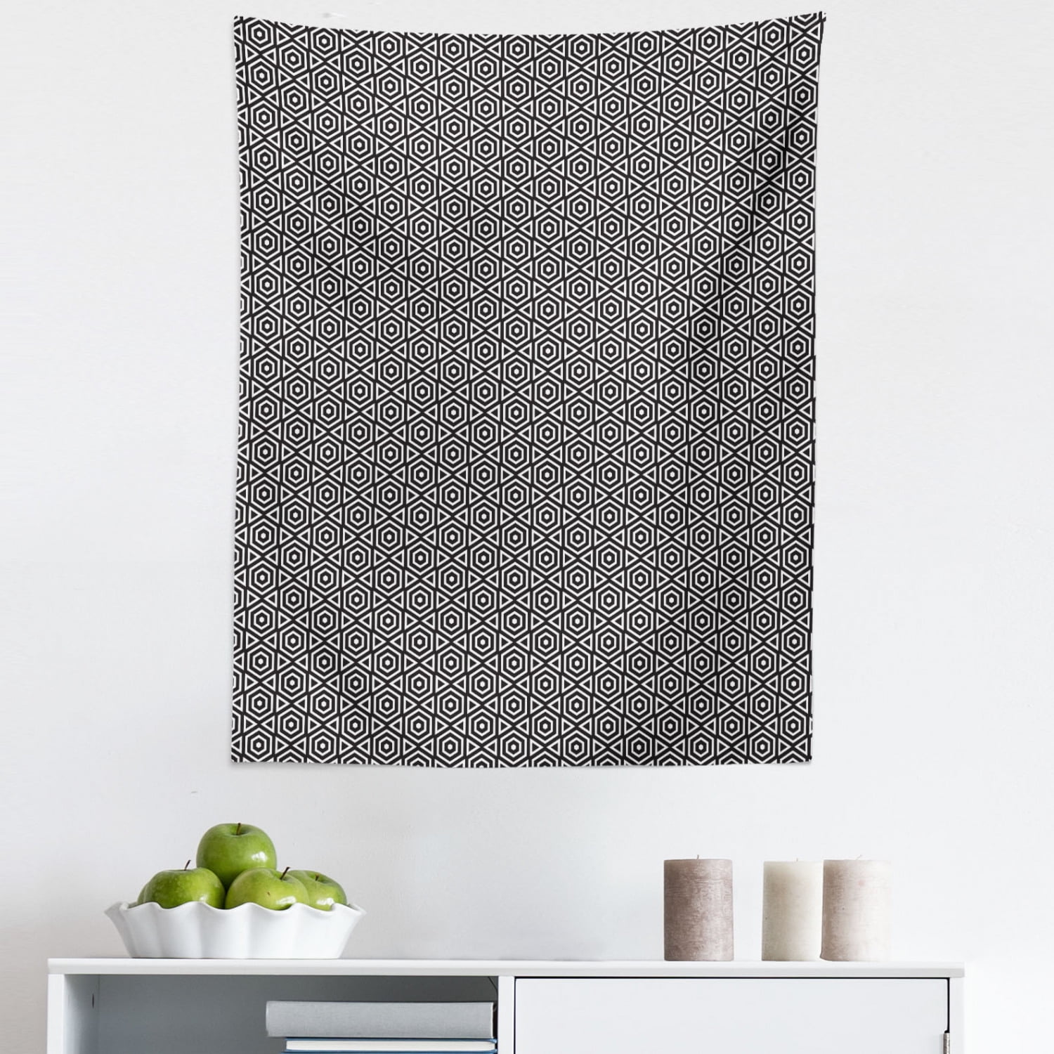 Geometric Tapestry, Minimalist Inner Hexagonal Lines with Medieval ...