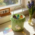 Easter Decor Tassel Storage Bag Plaid Fabric Rabbit Pattern Tote for ...
