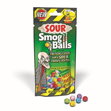 TOXIC WASTE Sour Smog Balls (6 Pack) - Crunchy Candy with a Chewy Sour ...