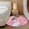 8ft Round Rug Pink Christmas Area Rugs for Living Room Bedroom Washable ...