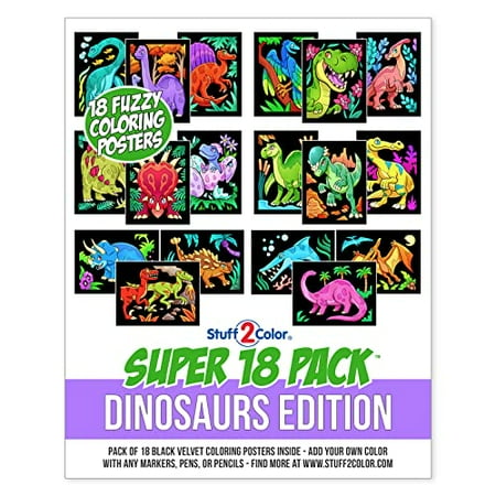 Super Pack of 18 Fuzzy Velvet Coloring Posters (Dinosaurs Edition ...