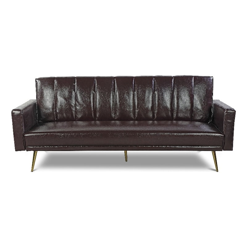 Better Home Products Faux Leather Sleeper Loveseat - Sofa Bed in Brown ...