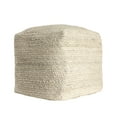 Ox Bay Sage Square Ivory Braided Indoor Pouf Ottoman, 18"H x 18"W ...