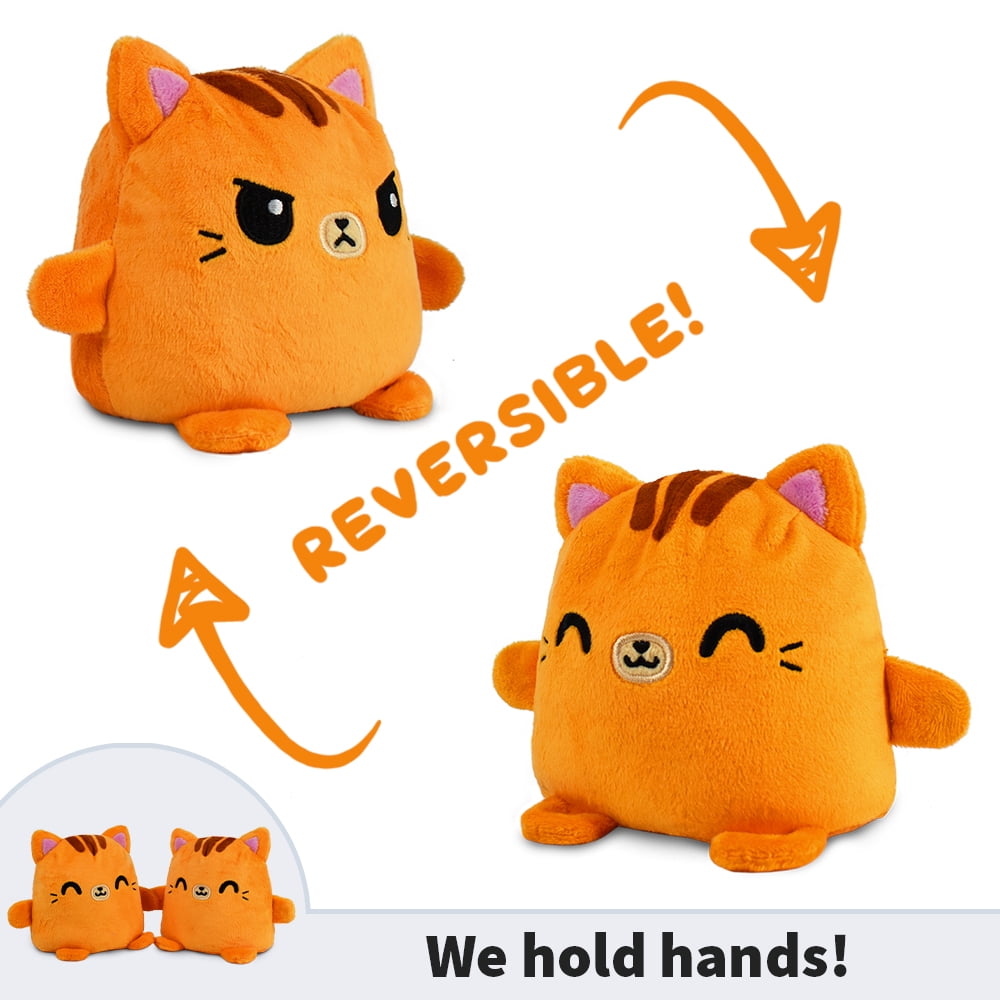 TeeTurtle | Reversible Cat Plushmate | Patented Design | Orange | Happy ...