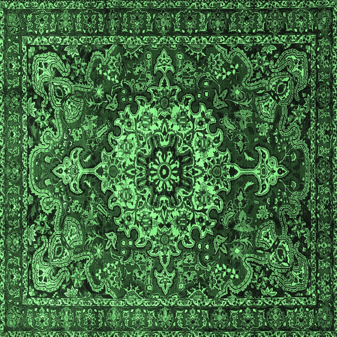 Ahgly Company Indoor Square Persian Emerald Green Traditional Area Rugs ...