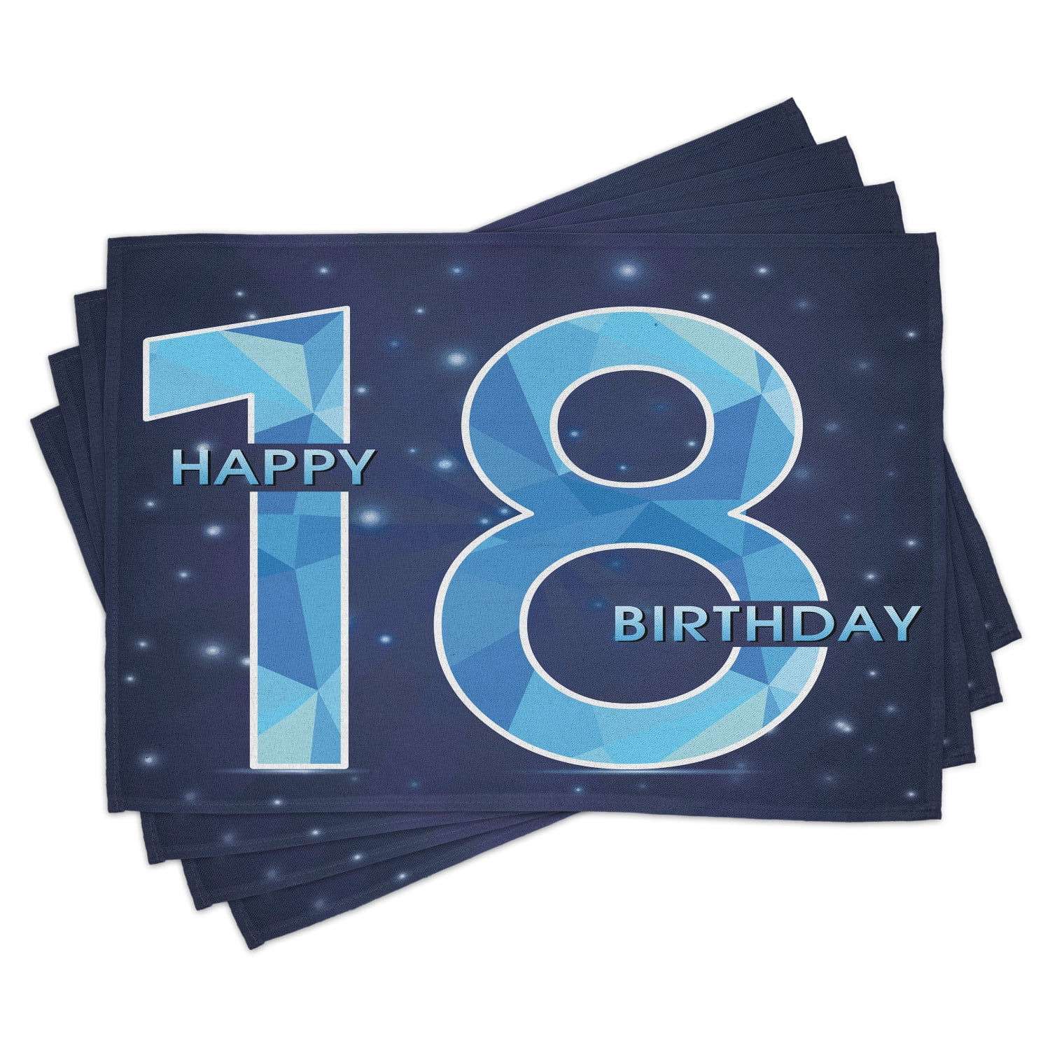 18th Birthday Placemats Set of 4 18 Years Birthday with Galaxy Star ...