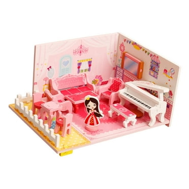 Lzvxtym DIY Miniature Dollhouse Kit,1:24 Scale 3D Wooden Tiny House Kit ...