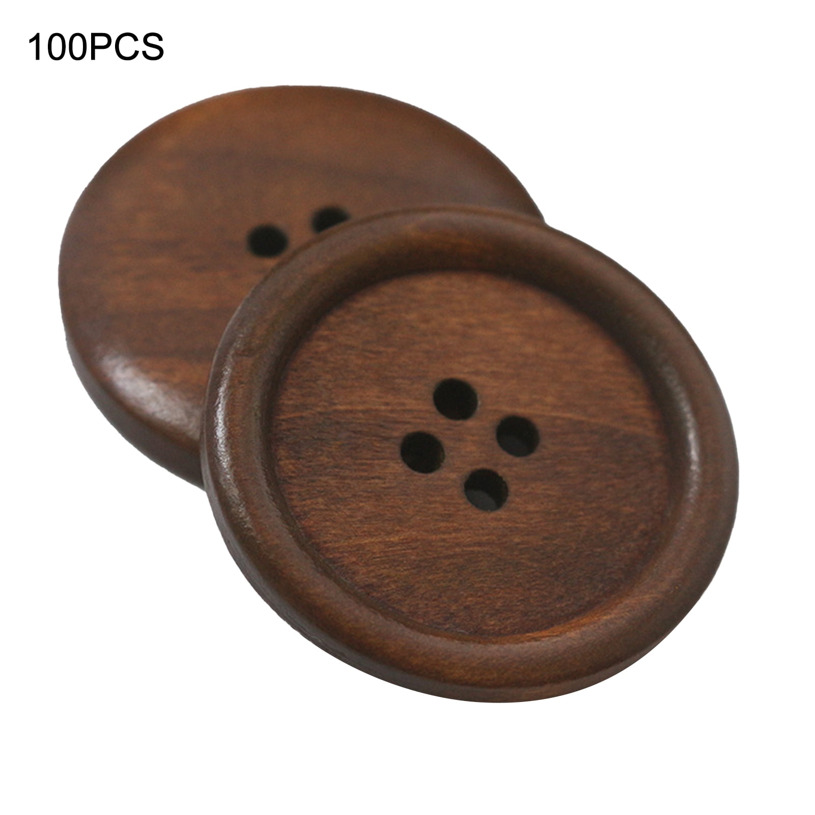 Naturegr 4 Holes 100Pcs Round Wooden Buttons Shirt Coat Trousers Decor ...