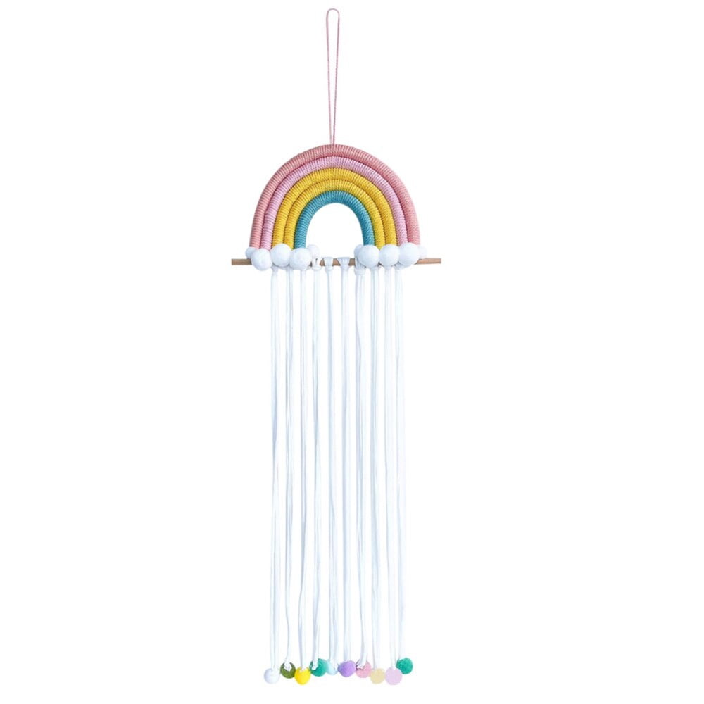 Rainbow Tassel Wind Chimes Hanging Hair Bow Holder Rainbow Hand-Woven ...