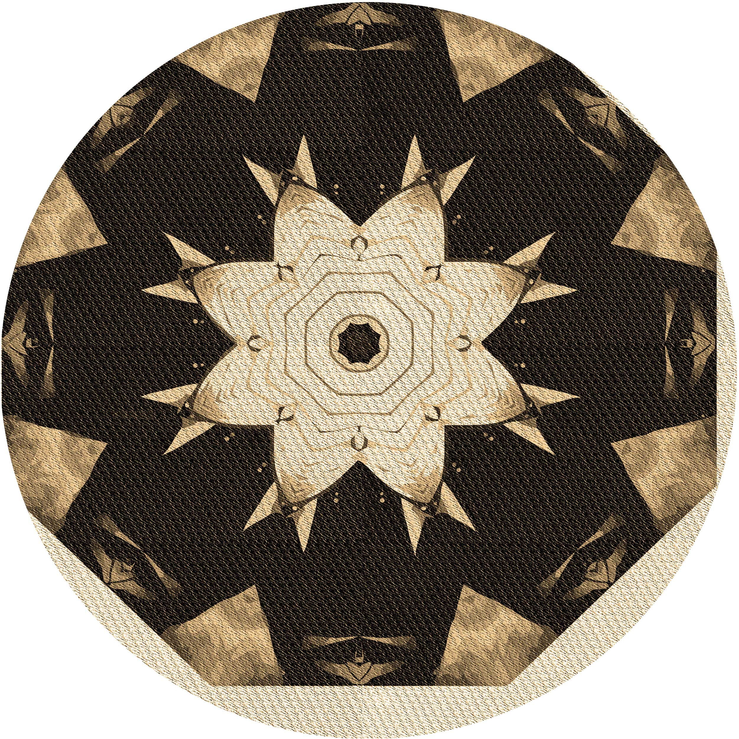 Ahgly Company Indoor Round Patterned Midnight Gray Area Rugs, 5' Round ...