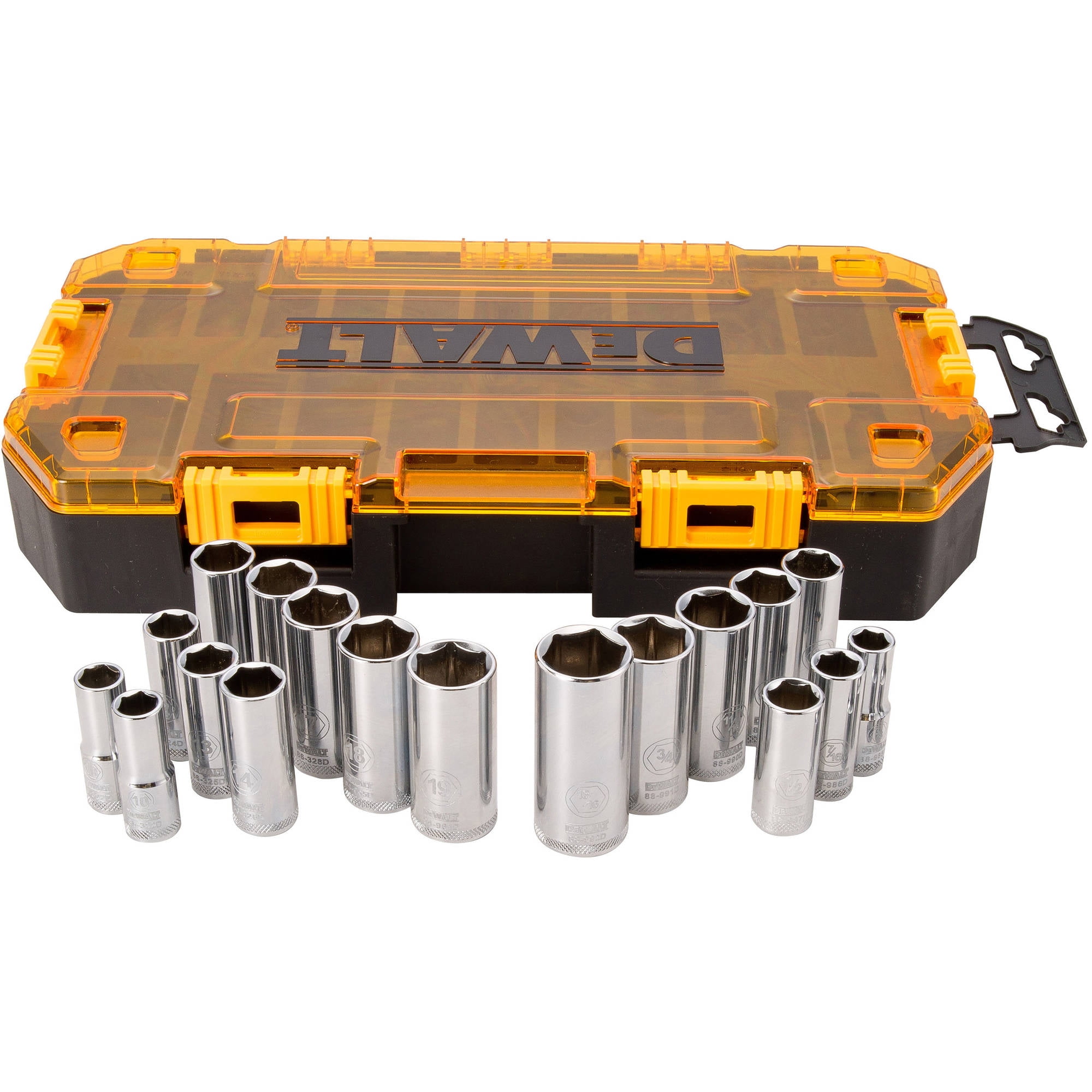 DEWALT Tough Box Tool Kit, 3/8" Deep Drive Socket Set - Walmart.com