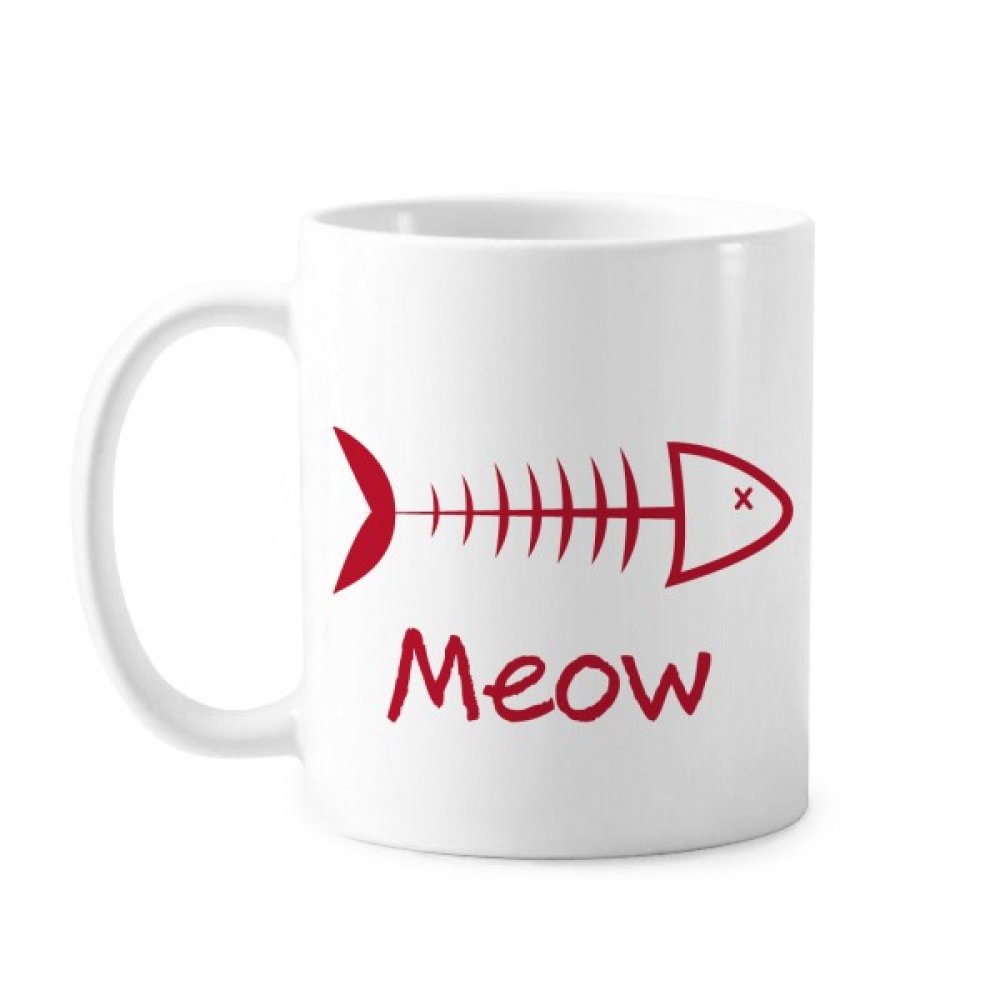 Fish Bone Mewing Animal Cartoon Mug Pottery Cerac Coffee Porcelain Cup ...