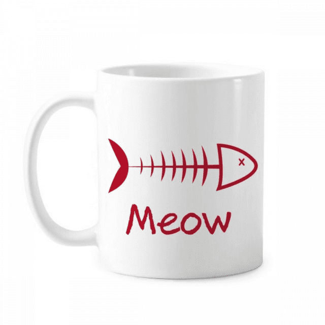 Fish Bone Mewing Animal Cartoon Mug Pottery Cerac Coffee Porcelain Cup ...