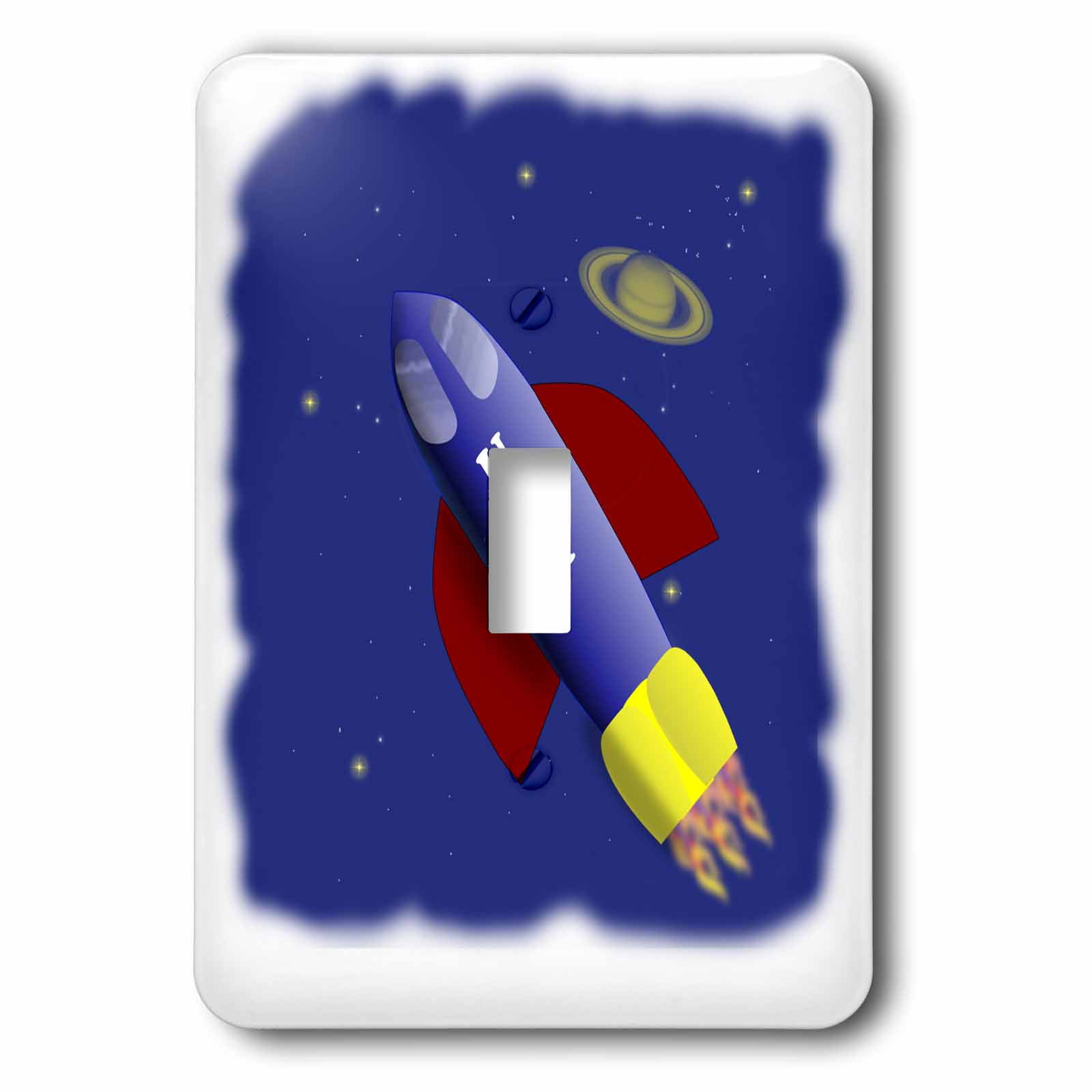 3dRose Cartoon USA rocket ship headed into space - Single Toggle Switch ...