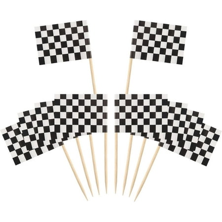 Toothpick Flag,120 Pieces Bamboo Toothpick Flags Mini Checkered Racing ...