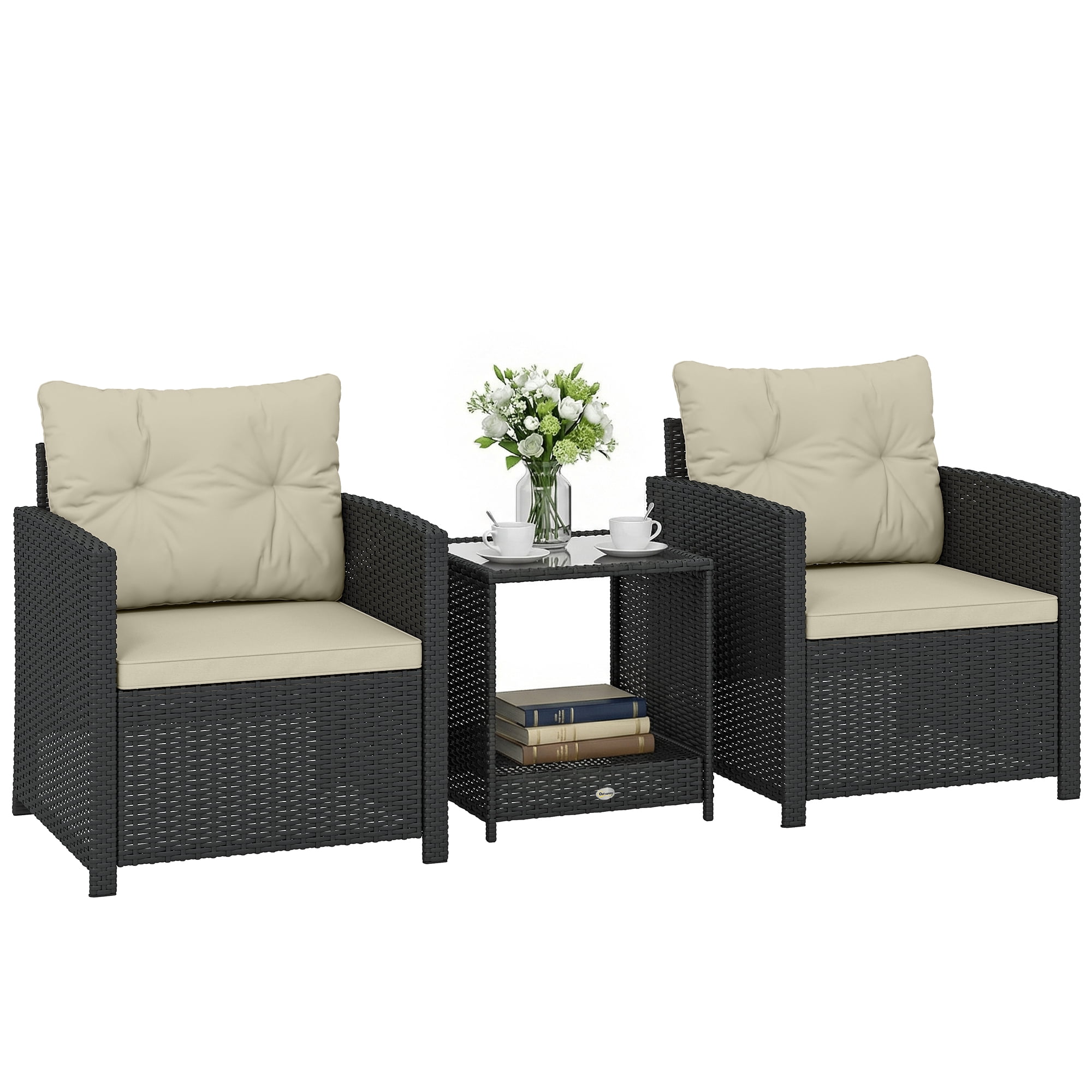 Click here for Outsunny 3 Piece Wicker Patio Furniture Bistro Set... prices
