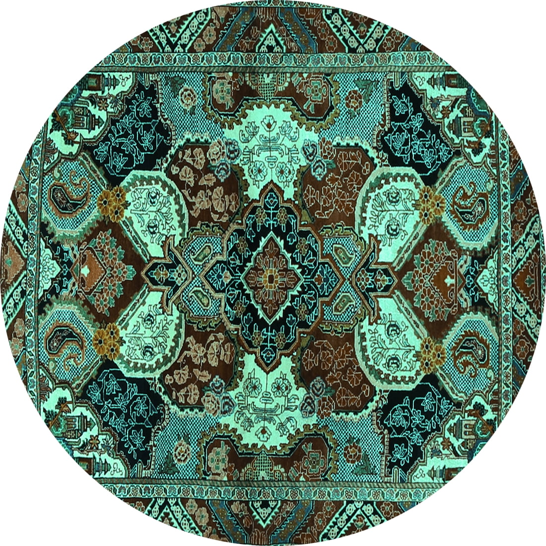 Ahgly Company Indoor Round Persian Turquoise Blue Traditional Area Rugs ...