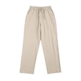 Bainana Women Cozy Straight Leg Linen Pants Solid Color Drawstring ...
