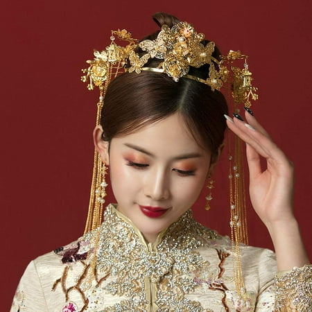 Wedding Dragon and Phoenix, Bridal Headdress (Chinese Style 6 Piece Set ...
