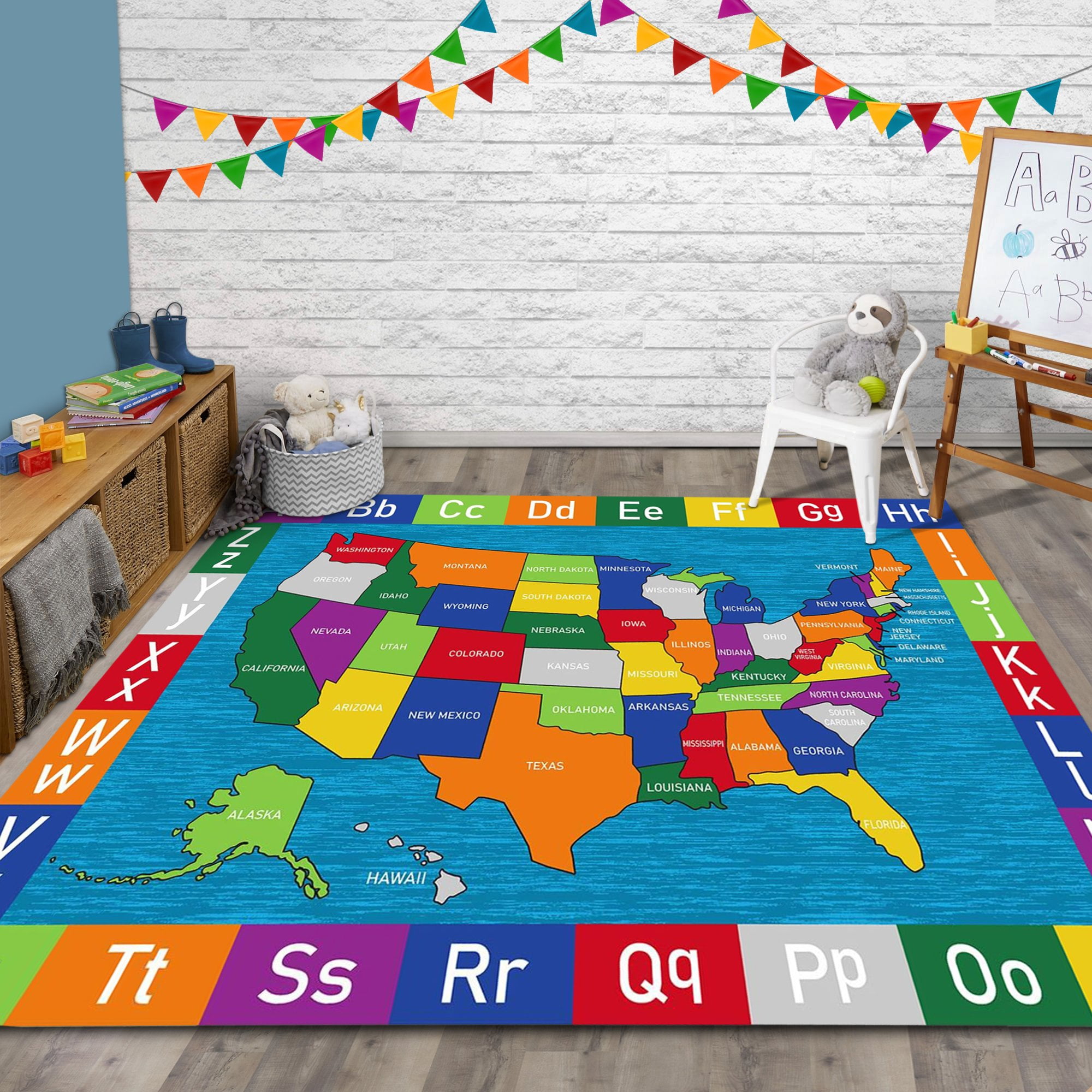 HR Premium Non-Slip USA Alphabet Area Rug for Kids - Educational ABC ...