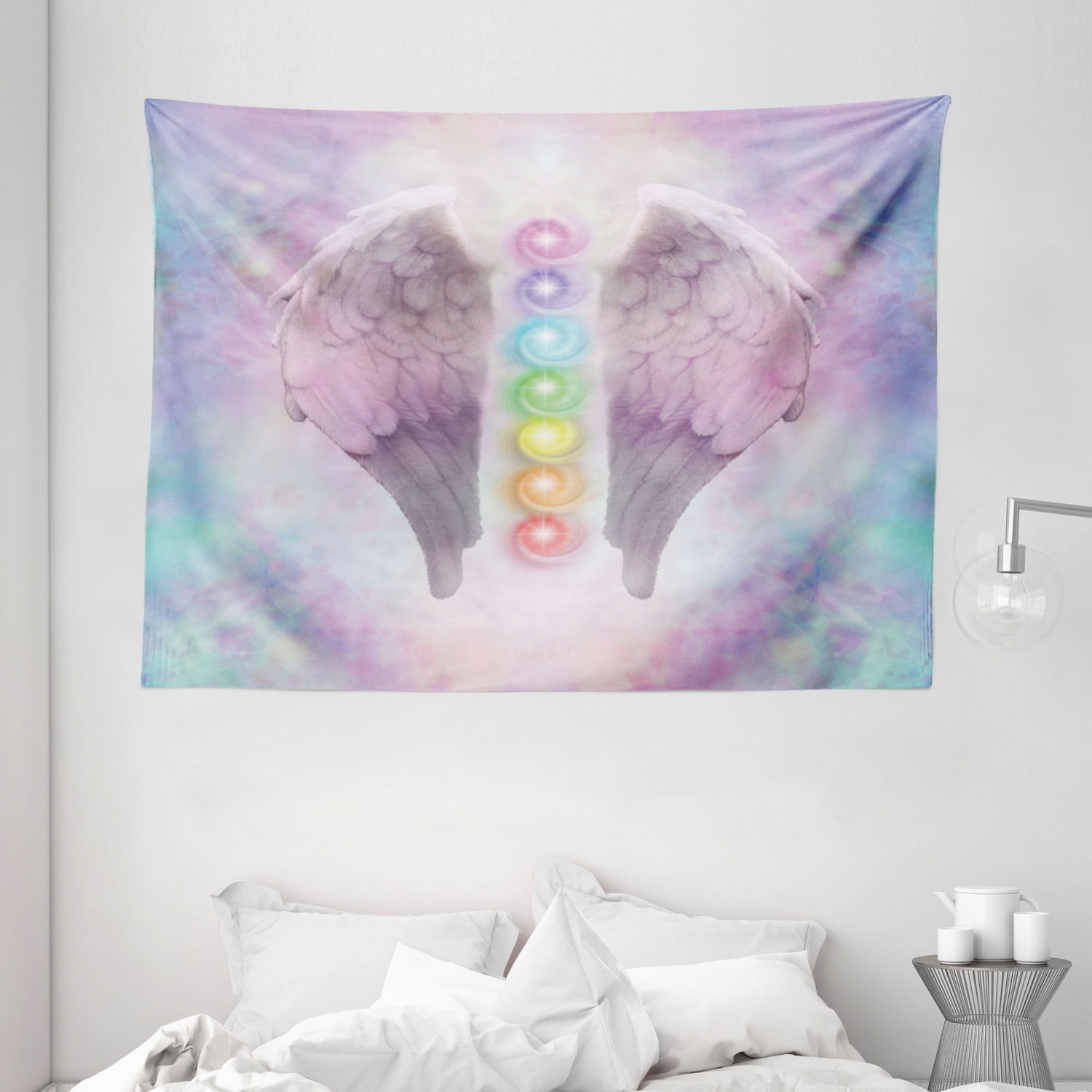 Angel Wings Tapestry, Angelic Sacred Chakras Archaic Zen Yoga Ethereal ...