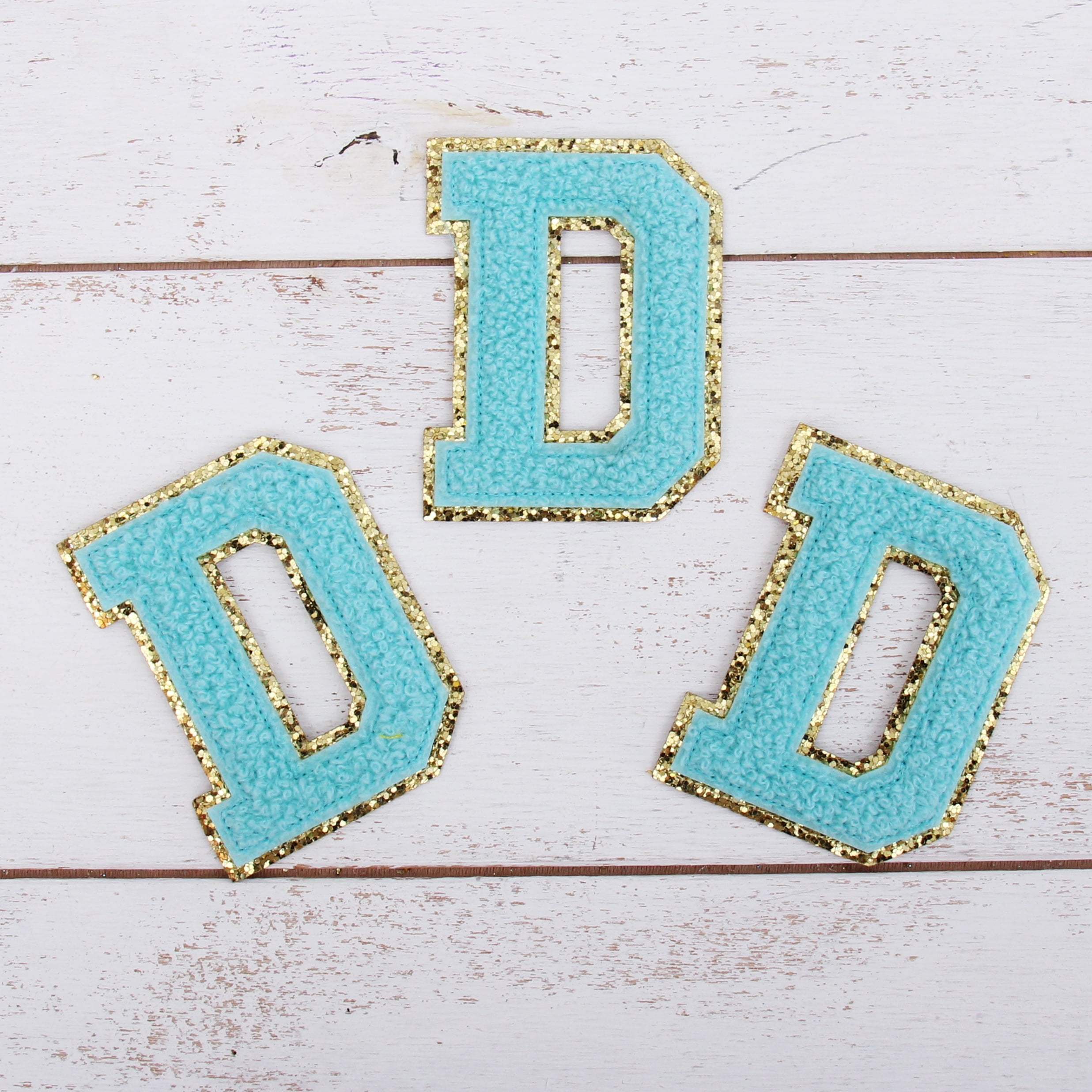 3 Pack Chenille Iron On Glitter Varsity Letter "D" Patches - Blue ...