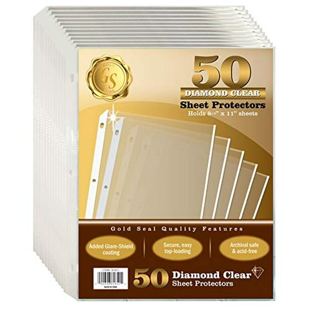 50 Count Diamond Clear Sheet Protectors, Anti Glare Coating, Standard ...