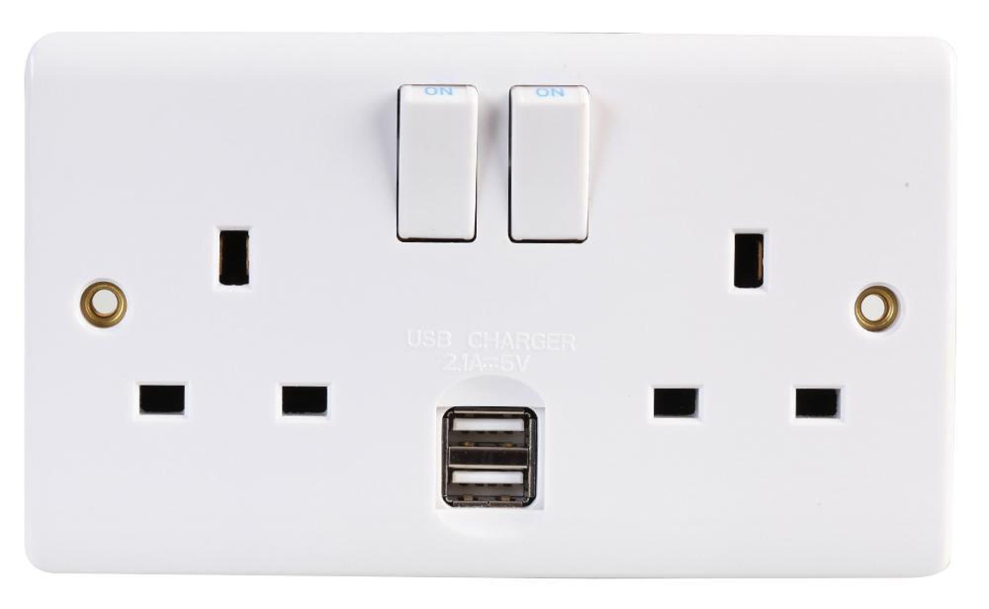 VOLEX ACCESSORIES - 2 Gang Switched Socket with 2x USB Charging Ports ...