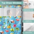 No Hook Shower Curtain with Snap in Fabric Liner Set Tropical Flamingo ...
