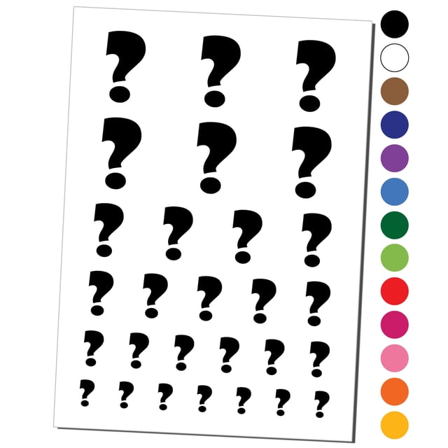 Question Mark Bold Water Resistant Temporary Tattoo Set Fake Body Art ...