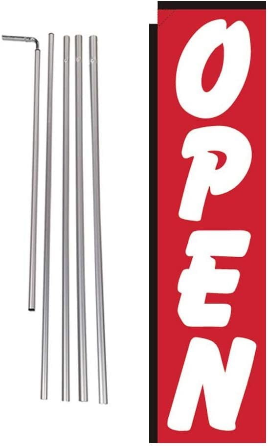 Open Advertising Rectangle Feather Banner Flag w/Pole Kit and Ground ...