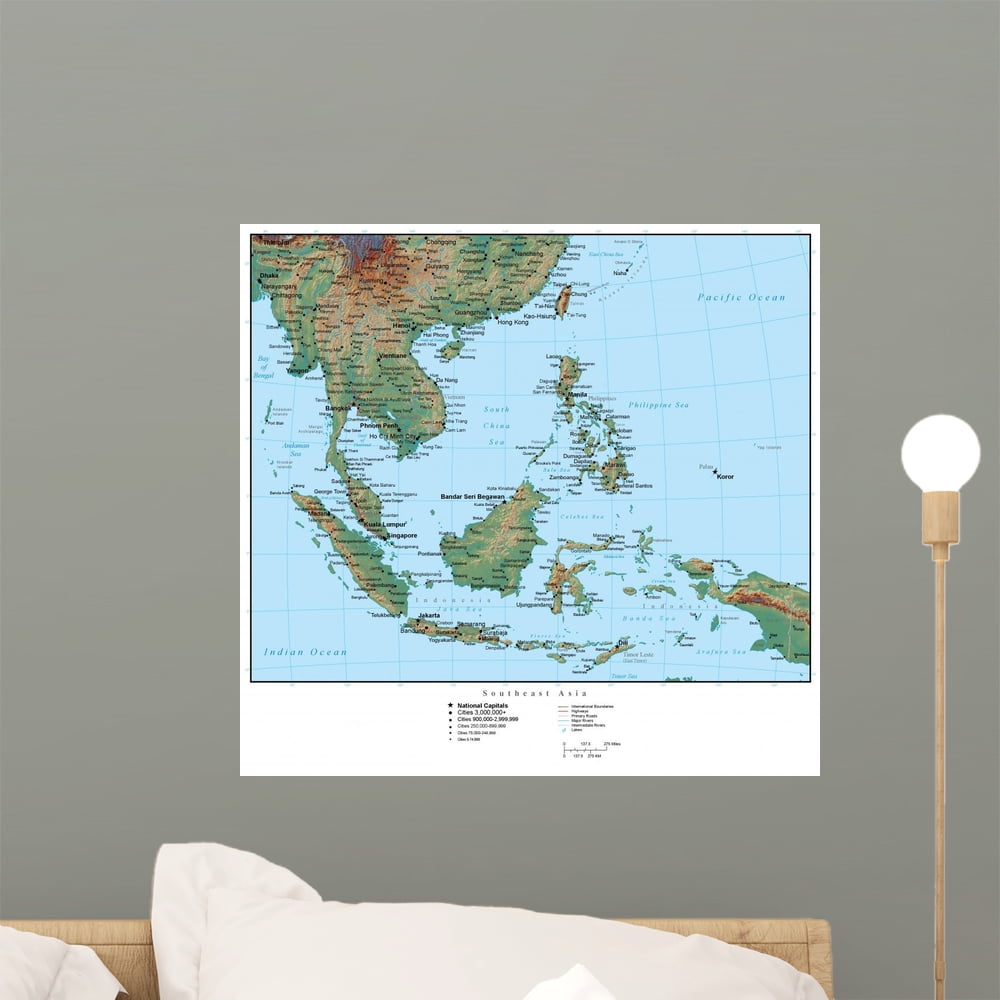 Map Southeast Asia Wall Mural Decal Sticker, Wallmonkeys Peel & Stick ...