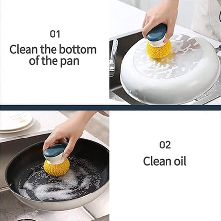 Detachable Nylon Cleaning Brush Ball scrubber pot brush pot Kitchen ...