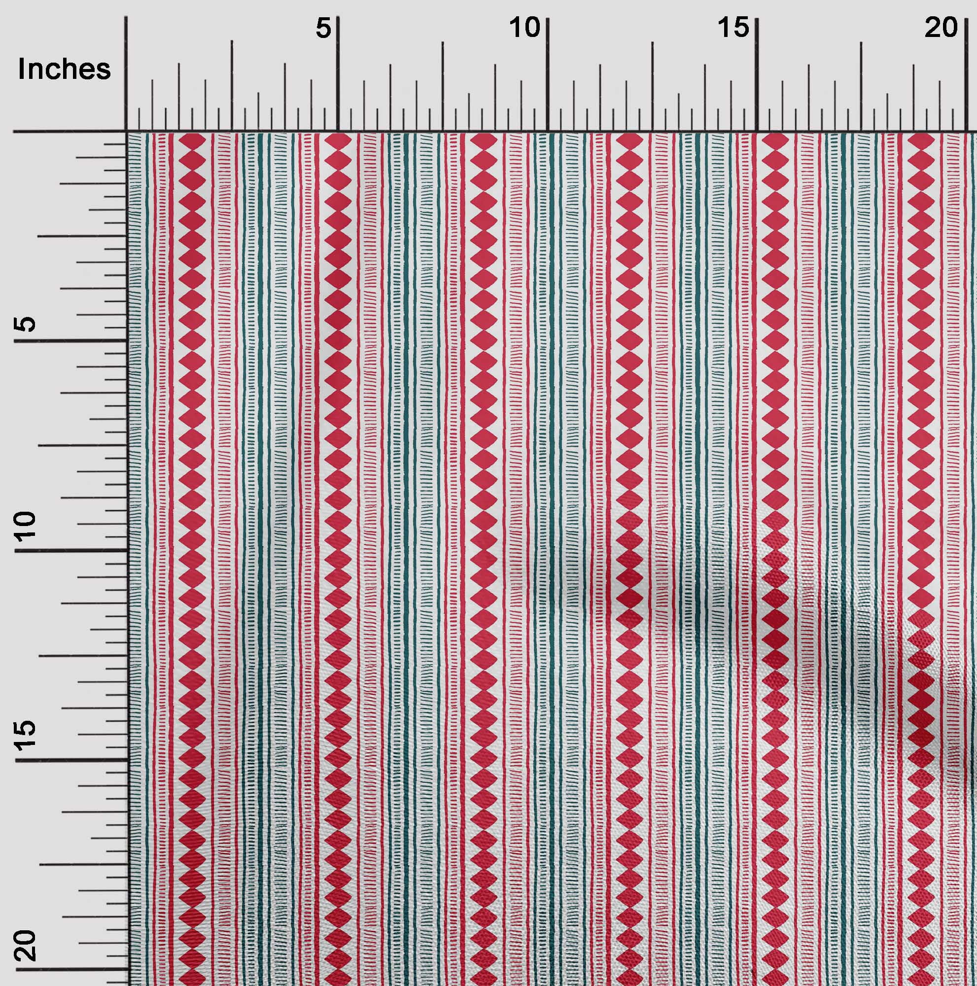 oneOone Organic Cotton Voile Fabric Stripe & Diamond Block Printed ...