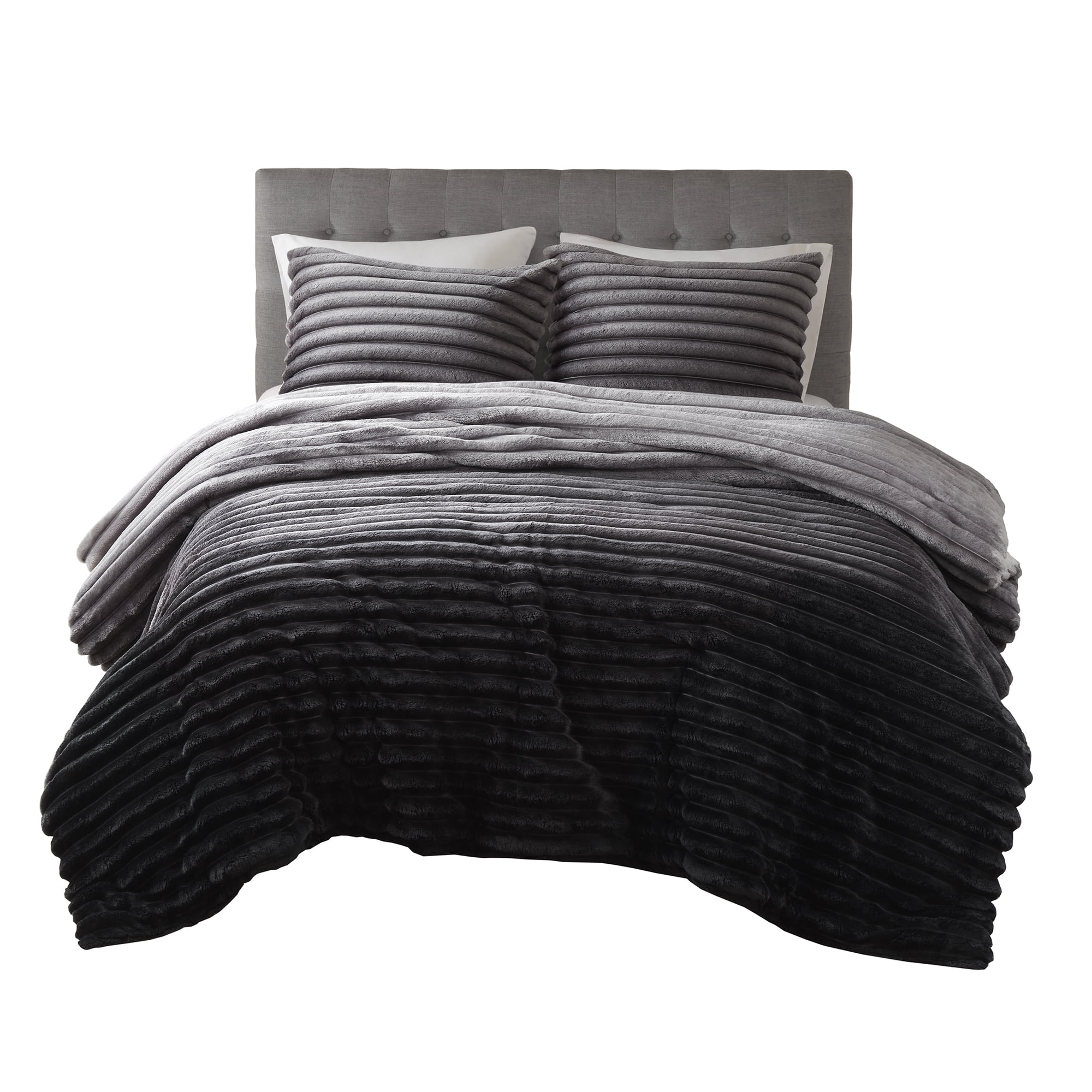 Home Trends Plush Ombree Comforter Set Double/Queen, HT OMBR COMF GRY ...