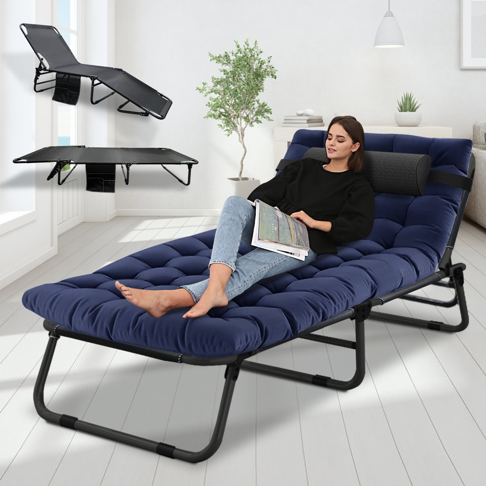 MOPHOTO Adult Camping Cot Adjustable 4-Position Folding Cot, Portable ...