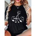 Black Womens Oversized Graphic Tee With Stick Figure Lifting Weights ...