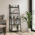 Costway 5-Tier Industrial Ladder Bookshelf, Tall Style Furniture Wood ...