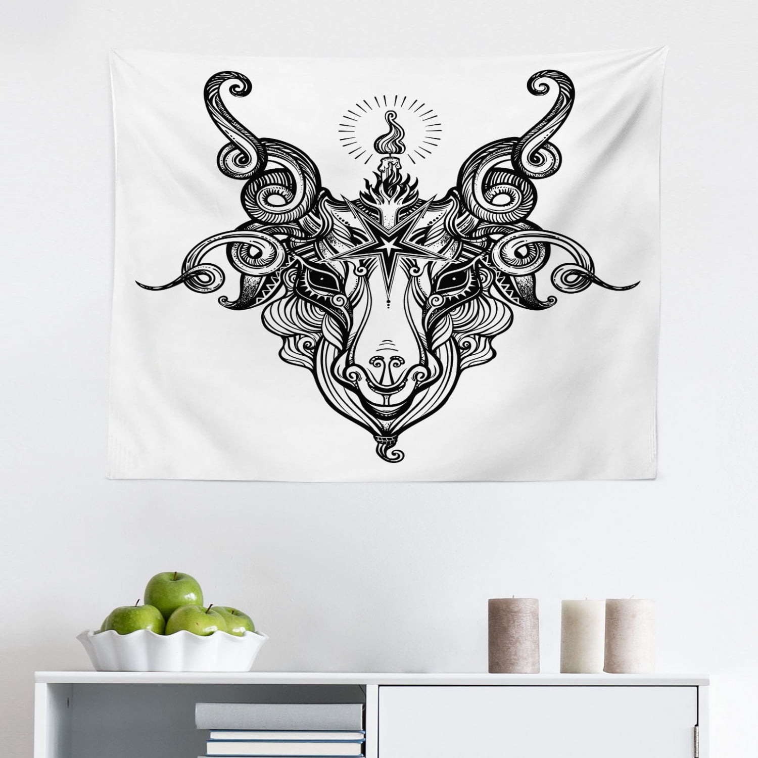 Pentacle Tapestry, Continuous Pattern of Hand Drawn Pentagram Star in ...