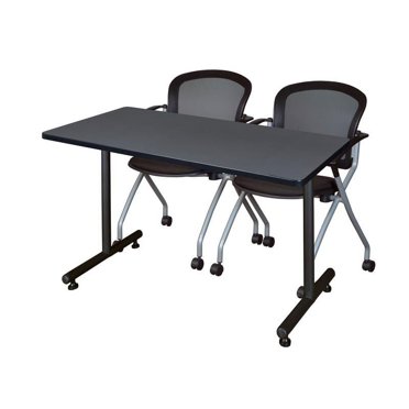 48" x 24" Kobe Mobile Training Table- Cherry & 2 Apprentice Chairs ...