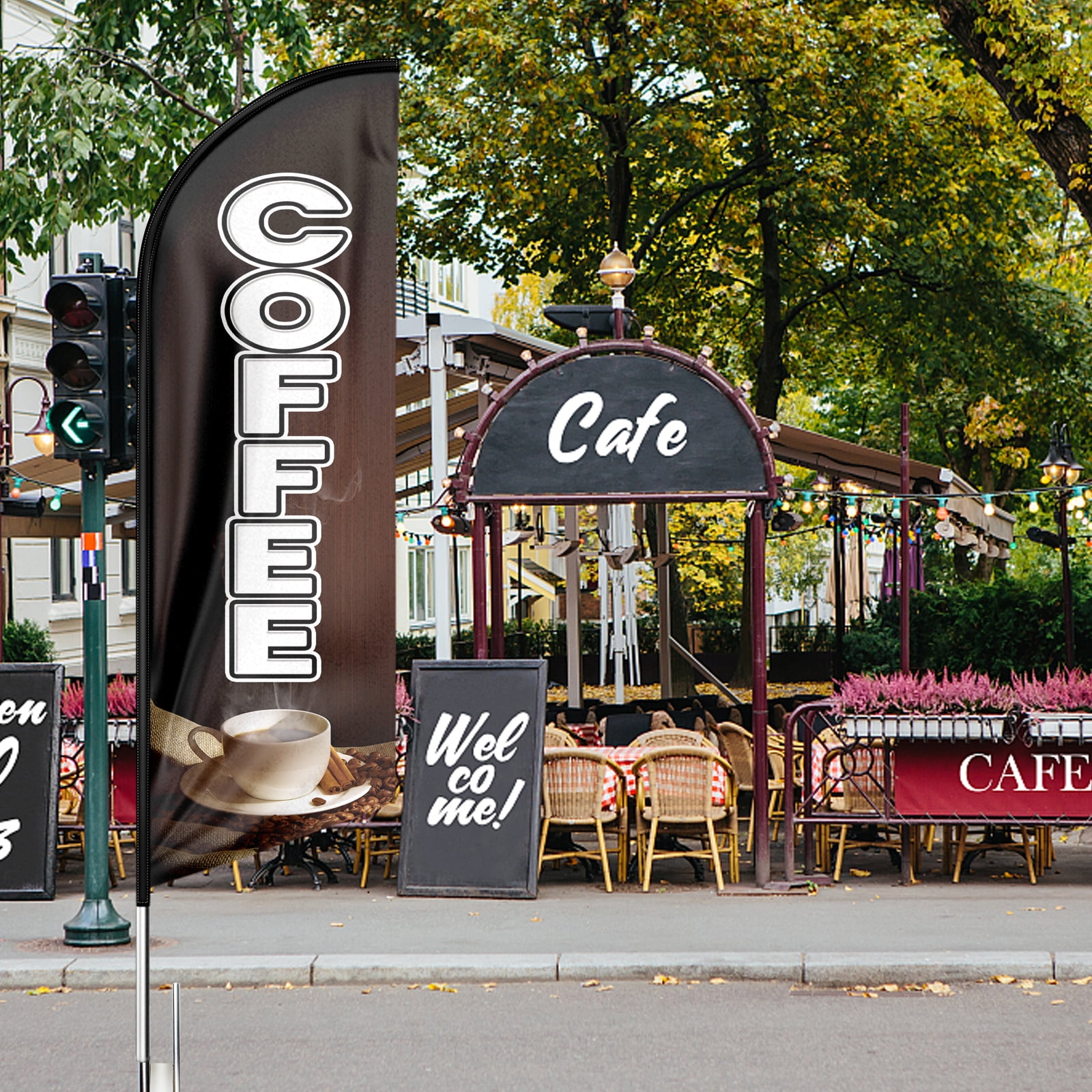 Coffee Sign Feather Flag ,8FT Coffee outdoor advertising flag, Coffee ...