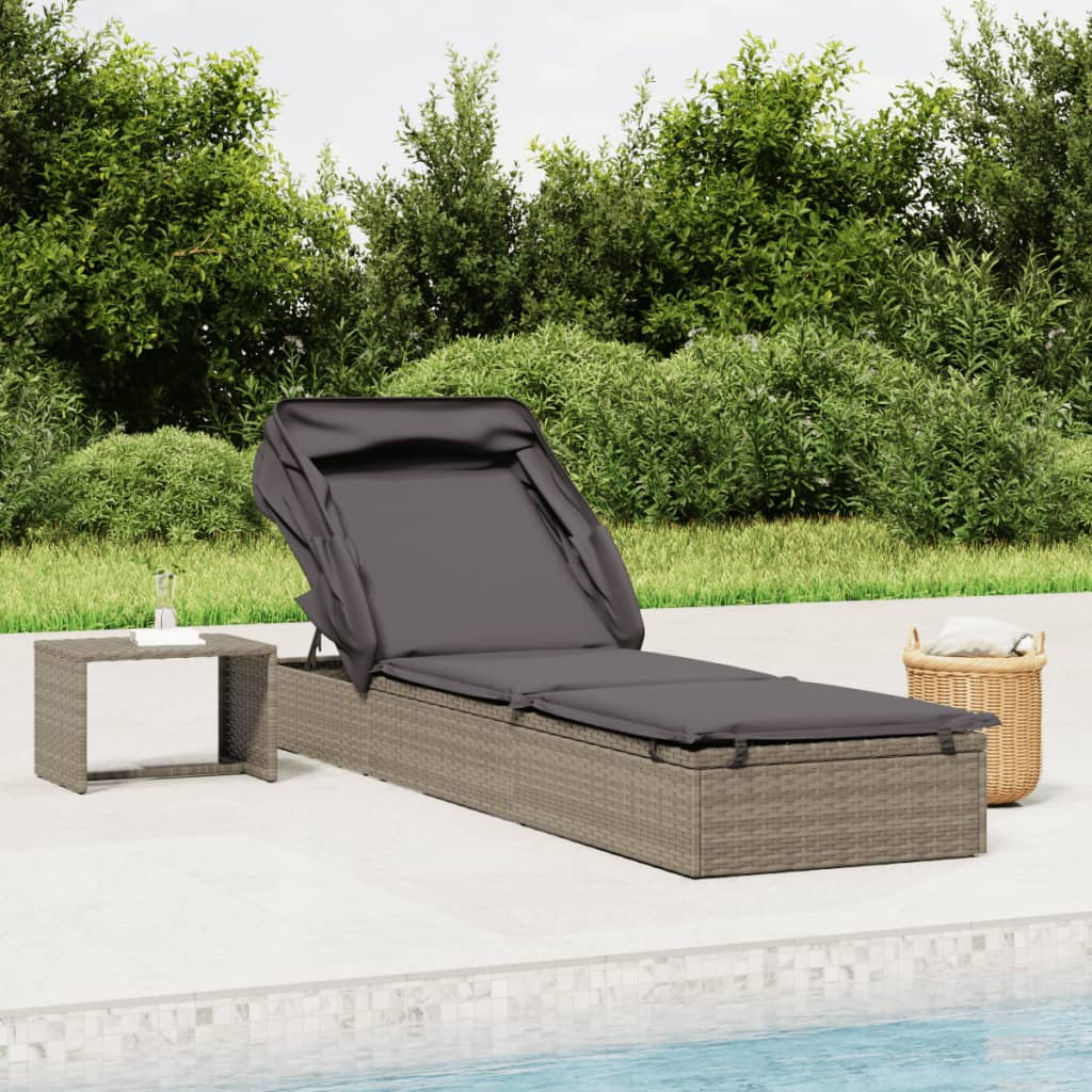 Click here for Vidaxl Sunbed With Foldable Roof Grey 213x63x97 Cm... prices